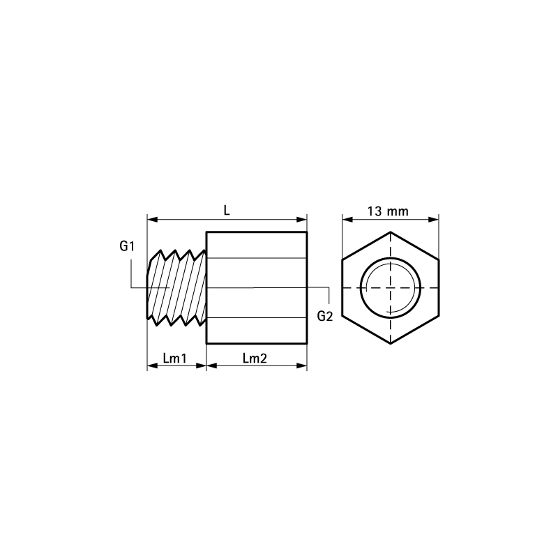 M 8 Bi x M10 Bu Verloopnippel